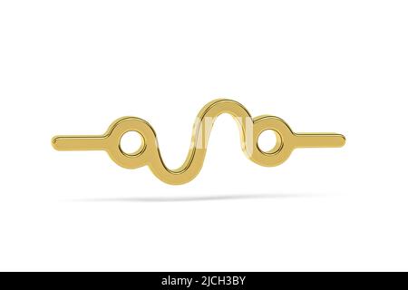 Golden 3d electric fuse icon isolated on white background - 3d render ...