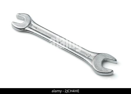 Steel double open end wrench isolated on white background. Chrome ...