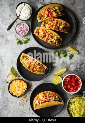 Delicious hard-shell tacos Stock Photo - Alamy