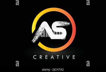 Circular White W Brush Letter Logo Design with Black Circle. Creative ...