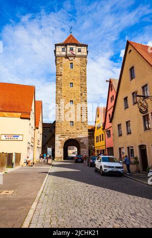 Roeder gate with Roedertor tower in Old town Rothenburg ob der Tauber ...