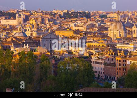 Overview of the historic center of Rome. Skyline of the city of Rome ...