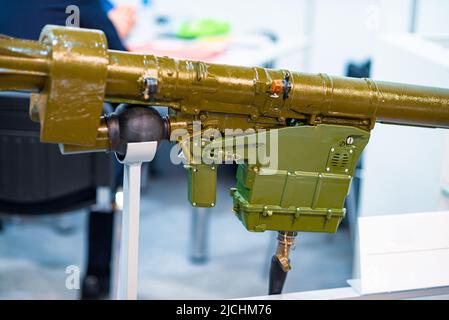 Portable anti-aircraft missile system. Beige MANPADS. Image isolated on ...