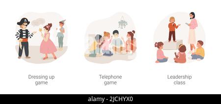 Gradeschoolers social and communication skills isolated cartoon vector ...