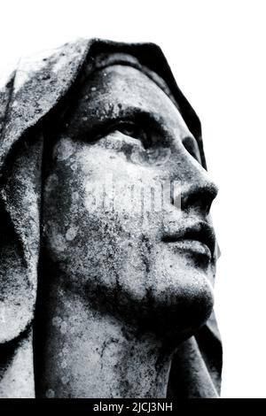 Cemetery statues edited in black and white Stock Photo - Alamy