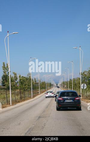 Albanian Road Sign Stock Photo - Alamy