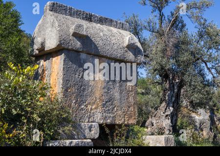 Famous historical Lycian ruins on the Lycian way, Turkey Stock Photo ...