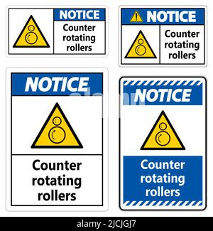 Symbol Warning counter rotating rollers sign label on transparent ...