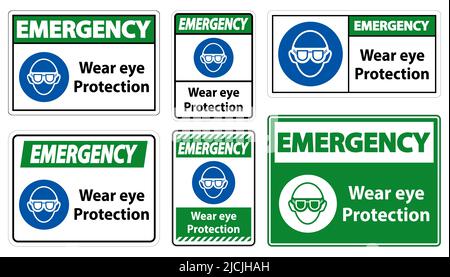 Emergency Wear eye protection on transparent background,vector ...