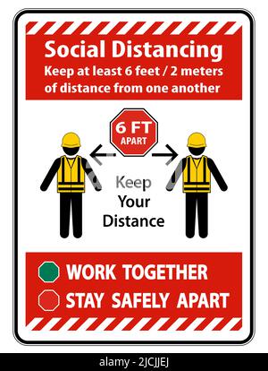 Social Distancing Construction Sign Isolate On White Background,Vector ...