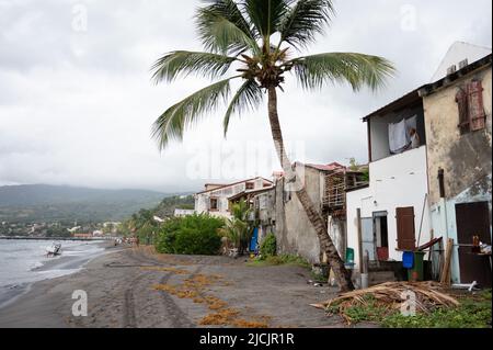 Saint Pierre, France. 29th Apr, 2022. A fishing boat lies on the beach ...