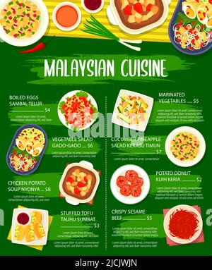 Malaysian cuisine restaurant menu template. Asian food special offer ...