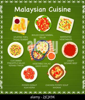 Malaysian cuisine restaurant menu template. Asian food special offer ...