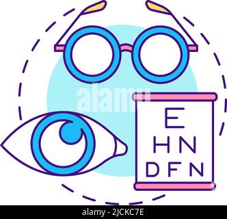 Ophthalmologist checkup flat color linear vector characters Stock ...