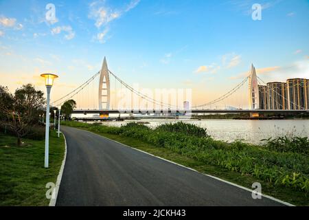 Xi'an ba river bridge and the action Ba at night Stock Photo - Alamy