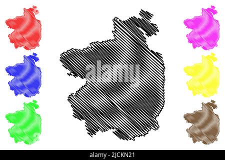 Gorumna island (Republic of Ireland) map vector illustration, scribble ...