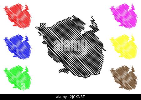 Funen island (Kingdom of Denmark) map vector illustration, scribble ...