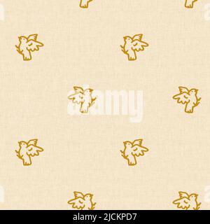 Gender neutral bird in sky seamless raster purple background. Simple ...