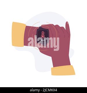 Smartwatch body temperature monitoring isolated cartoon vector ...