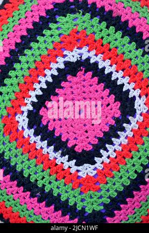 closeup the hand made multicolor thread shape soft focus natural green ...