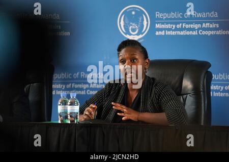 Yolande Makolo, spokeswoman for the Rwandan government, leads a press ...