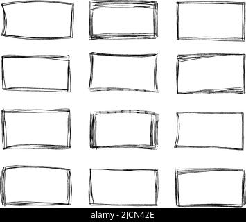 Hand drawn frames of squares. Vector illustration isolated on ...
