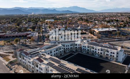 Aerial view of the urban core of Coachella, California, USA Stock Photo ...