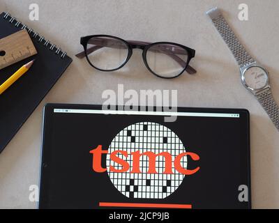 In this photo illustration, a TSMC (Taiwan Semiconductor Manufacturing ...