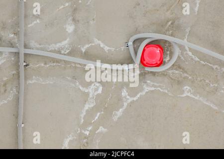 Ceiling-mounted fire safety sensor. Modern ceiling smoke detector Stock ...