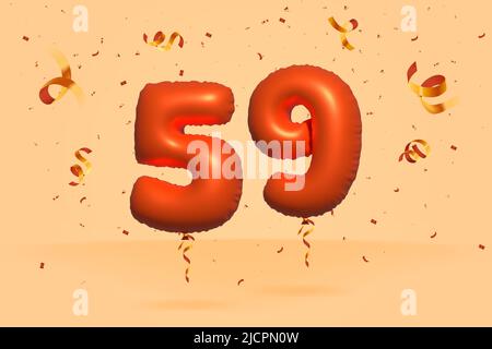 3d number 59 Sale off discount promotion made of realistic confetti ...