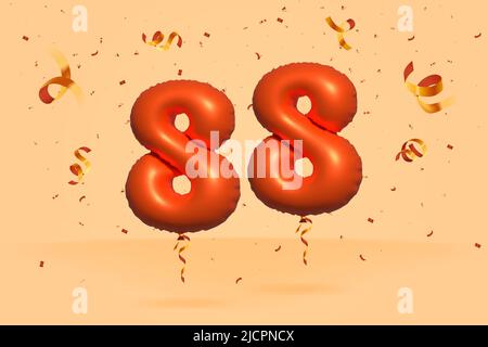 88 3d number balloon made of realistic metallic air balloon 3d ...