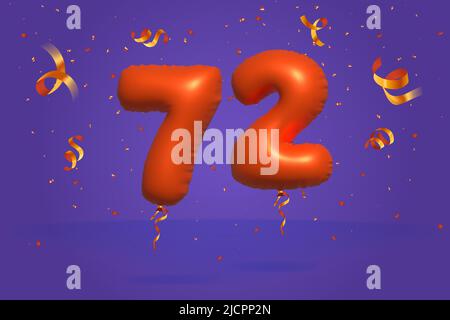 3d number 72 Sale off discount promotion made of realistic confetti ...