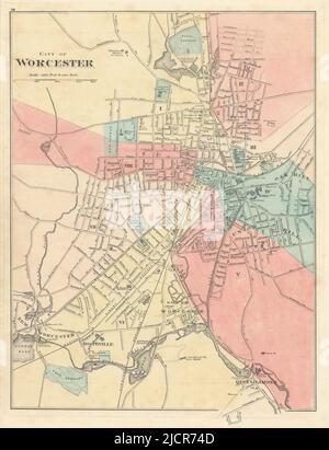 WORCESTER. Vintage town city map plan. Worcestershire, 1939 Stock Photo ...