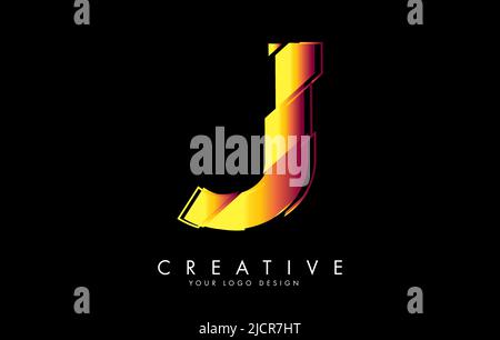 Vibrant orange letter H with abstract sliced effect logo design ...