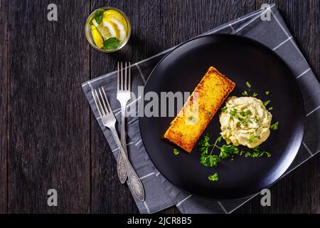 creamed salt cod fluffy pate with toasted polenta Stock Photo - Alamy