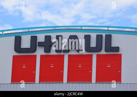 U-HAUL pole store sign. U-Haul is a moving equipment and storage rental ...