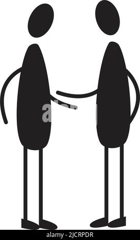 Hand shake people doodle. Stick man handshake hand drawn sketch style ...