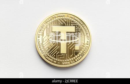 USDT coin isolated on white background. Tether Cryptocurrency Stock ...