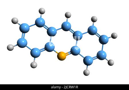 3D image of anthracene skeletal formula - molecular chemical structure of polycyclic aromatic ...