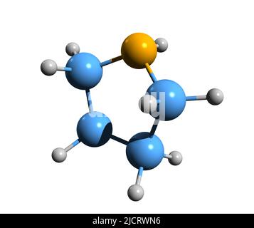 3D image of pyrrole skeletal formula - molecular chemical structure of ...