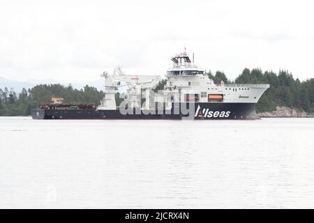 Oceanic offshore supply ship IMO 9703382 departing Leirvik, Stord ...
