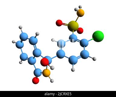 3D image of Chlorothiazide skeletal formula - molecular chemical ...