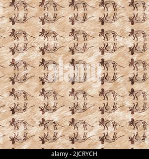Hand drawn triceratops fossil bones dinosaur seamless pattern. Gender ...