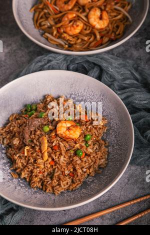 Various dishes of Asian cuisine with typical sushi Stock Photo - Alamy