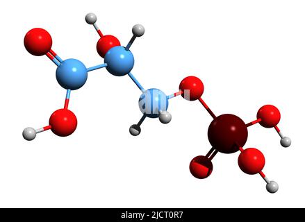 3D image of 2-phosphoglycerate skeletal formula - molecular chemical ...