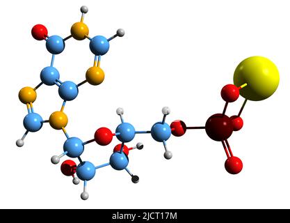3D image of guanylic acid skeletal formula - molecular chemical ...