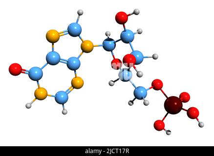 Hypoxanthine, chemical formula and skeletal structure. Naturally ...