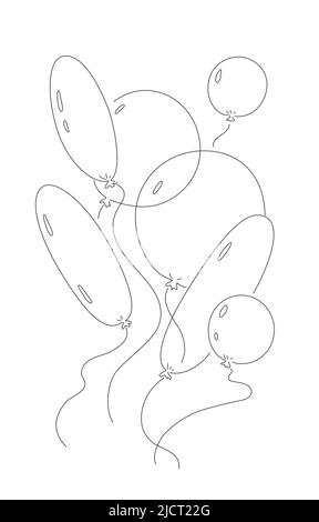 balloons simple drawing outline for coloring book vector illustration ...