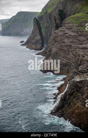 Bosdalafossur waterfall close to Leitisvatn (Sørvágsvatn) lake, Vagar ...