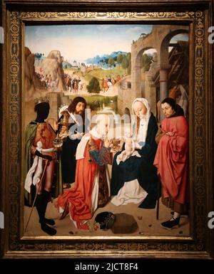 Adoration of the Magi. Netherlands, late 15th-early 16th century. Prints; woodcuts. Hand colored ...